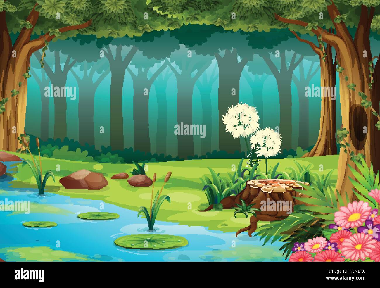 illustration of a rainforest with no animals Stock Vector Image & Art ...