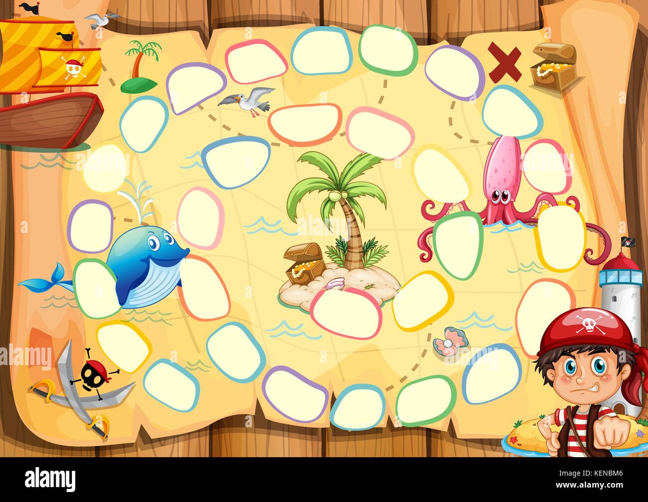 Illustration of a boardgame with pirate background Stock Vector Image ...