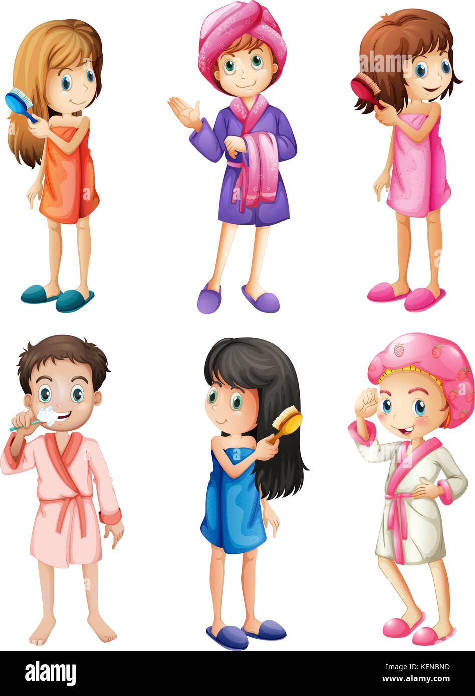 Boy brushing hair Stock Vector Images - Alamy