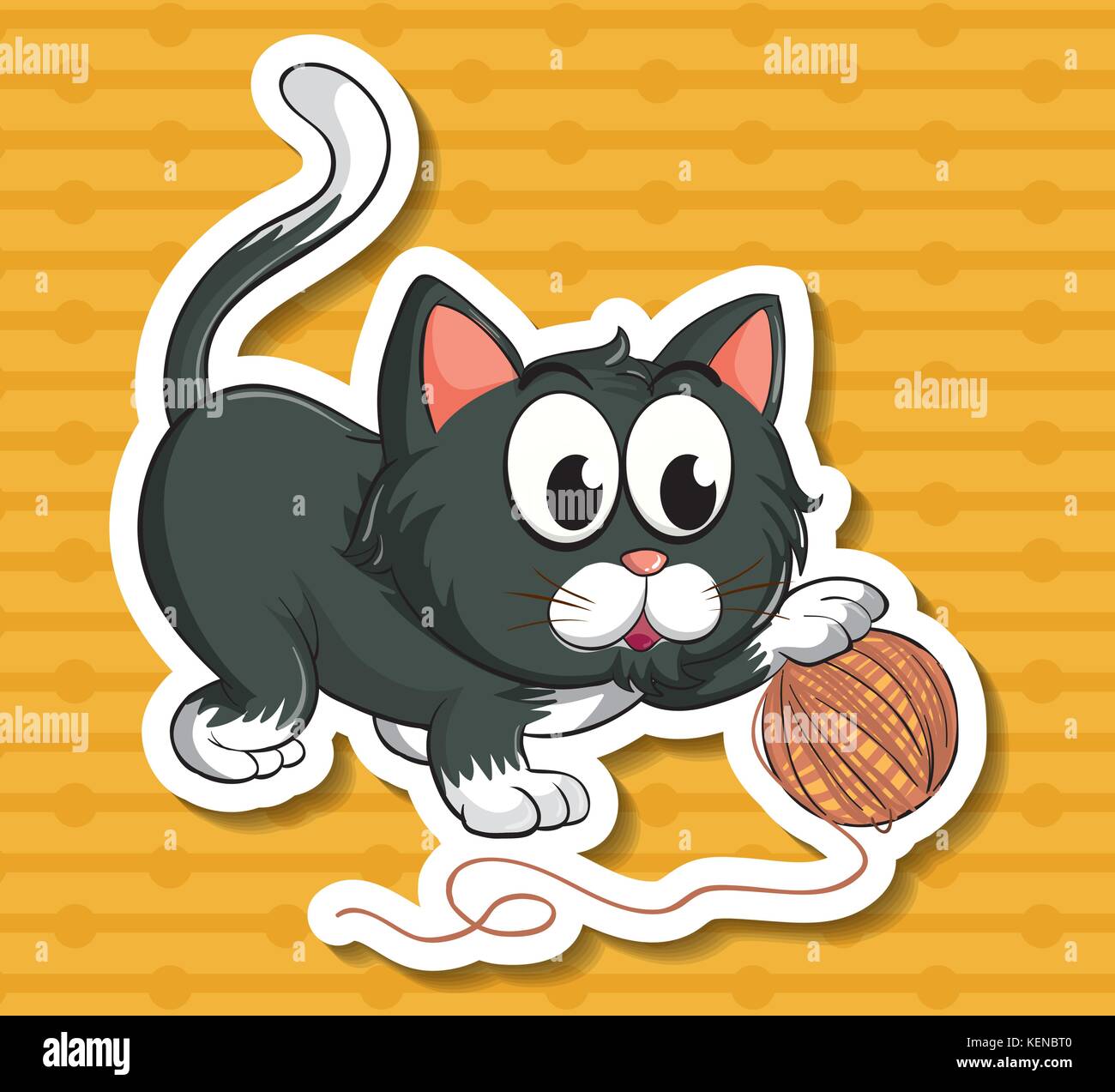 Illustration of a cat playing with string Stock Vector Image & Art - Alamy