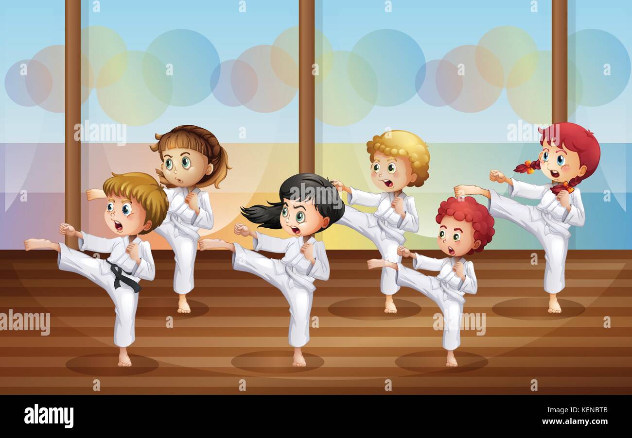 Illustration of the kids practicing karate Stock Vector Image & Art - Alamy