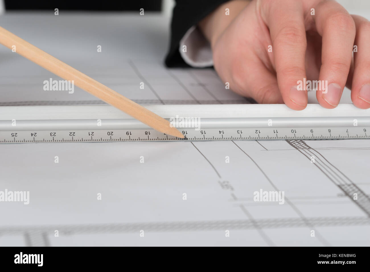 Close-up Photo Of Businesswoman Hand Drawing Blueprint Stock Photo - Alamy