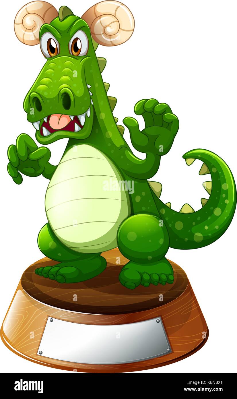 Illustration of an angry green dragon on a white background Stock ...