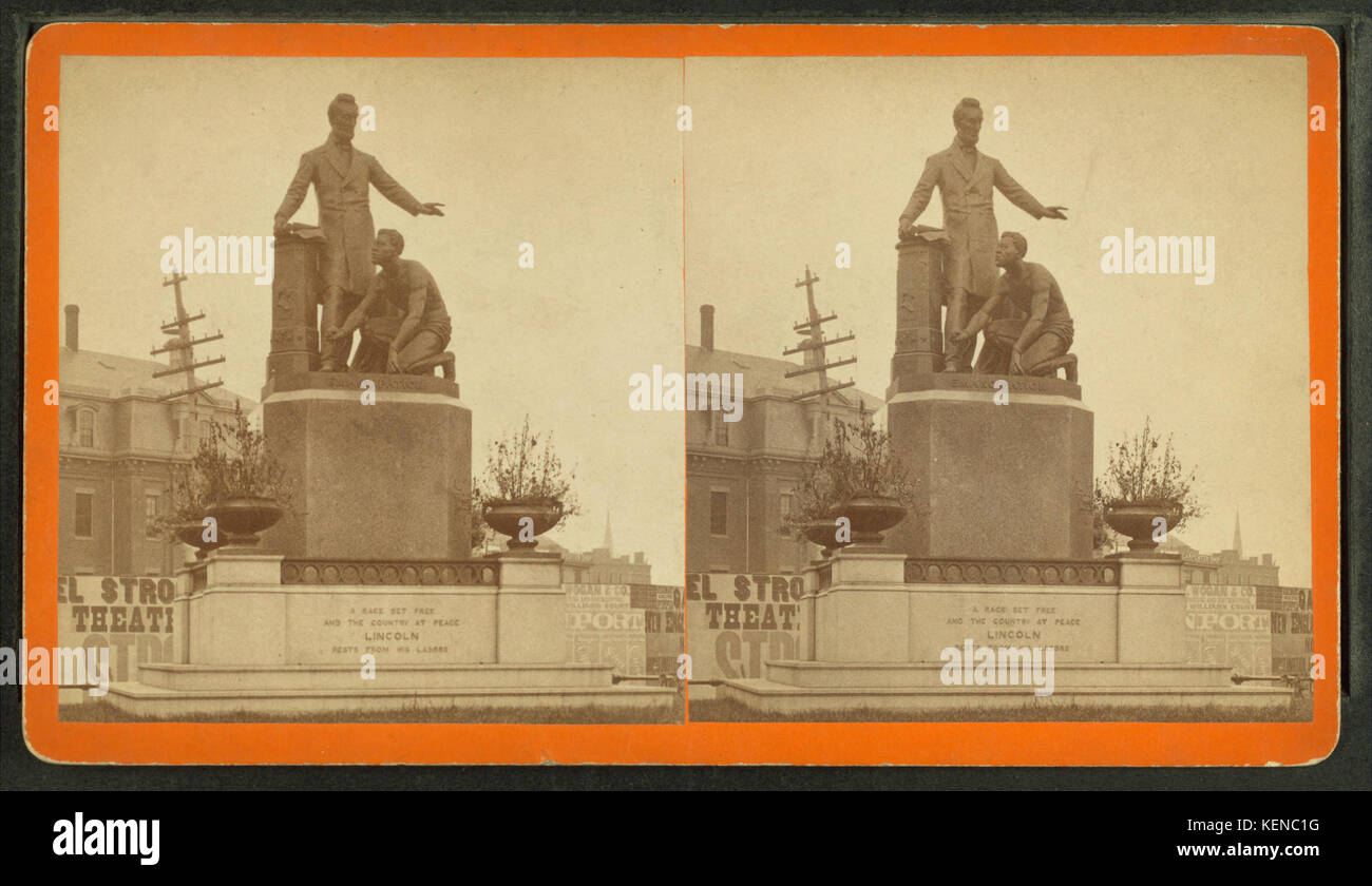 Sculpture of Lincoln freeing a slave by Thomas Ball in Park Square, by ...