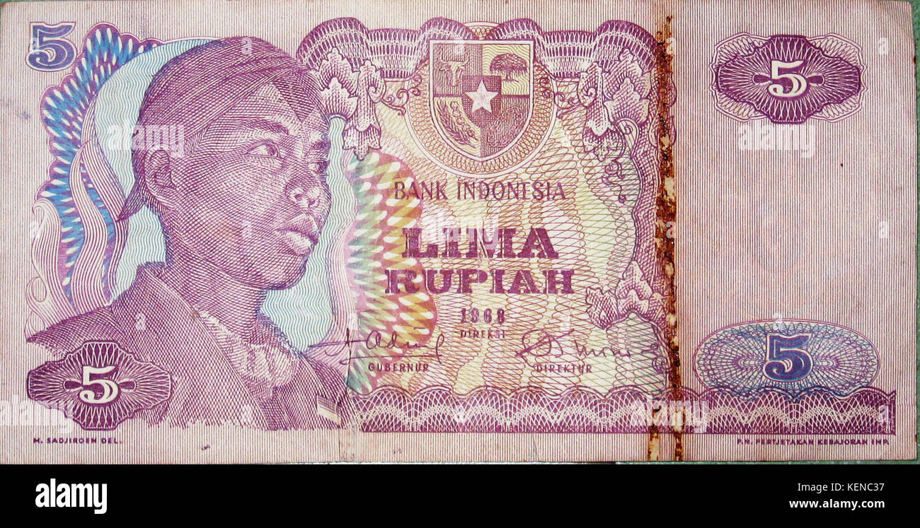 Sudirman 5 rupiah note 1968 Stock Photo - Alamy