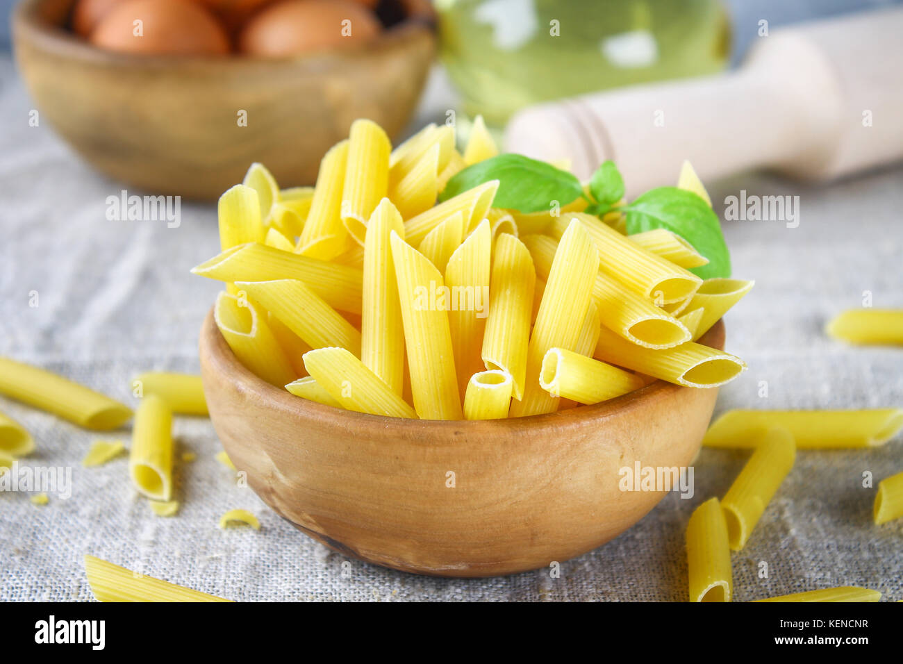 Penne rigate. Macaroni in the form of feathers. mostaccioli pasta Stock ...
