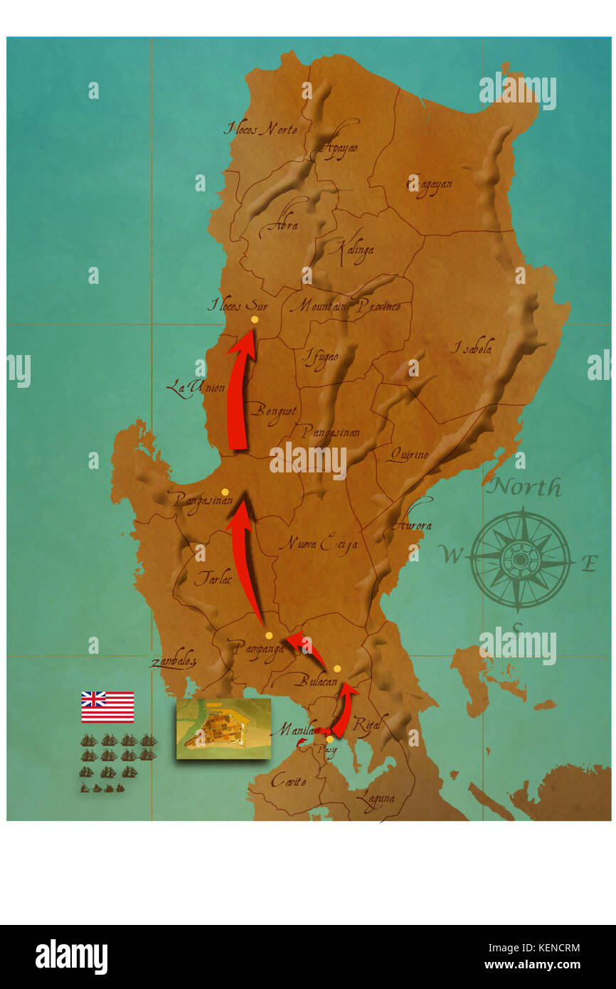Map British troop movement Philippines 1762 Stock Photo - Alamy