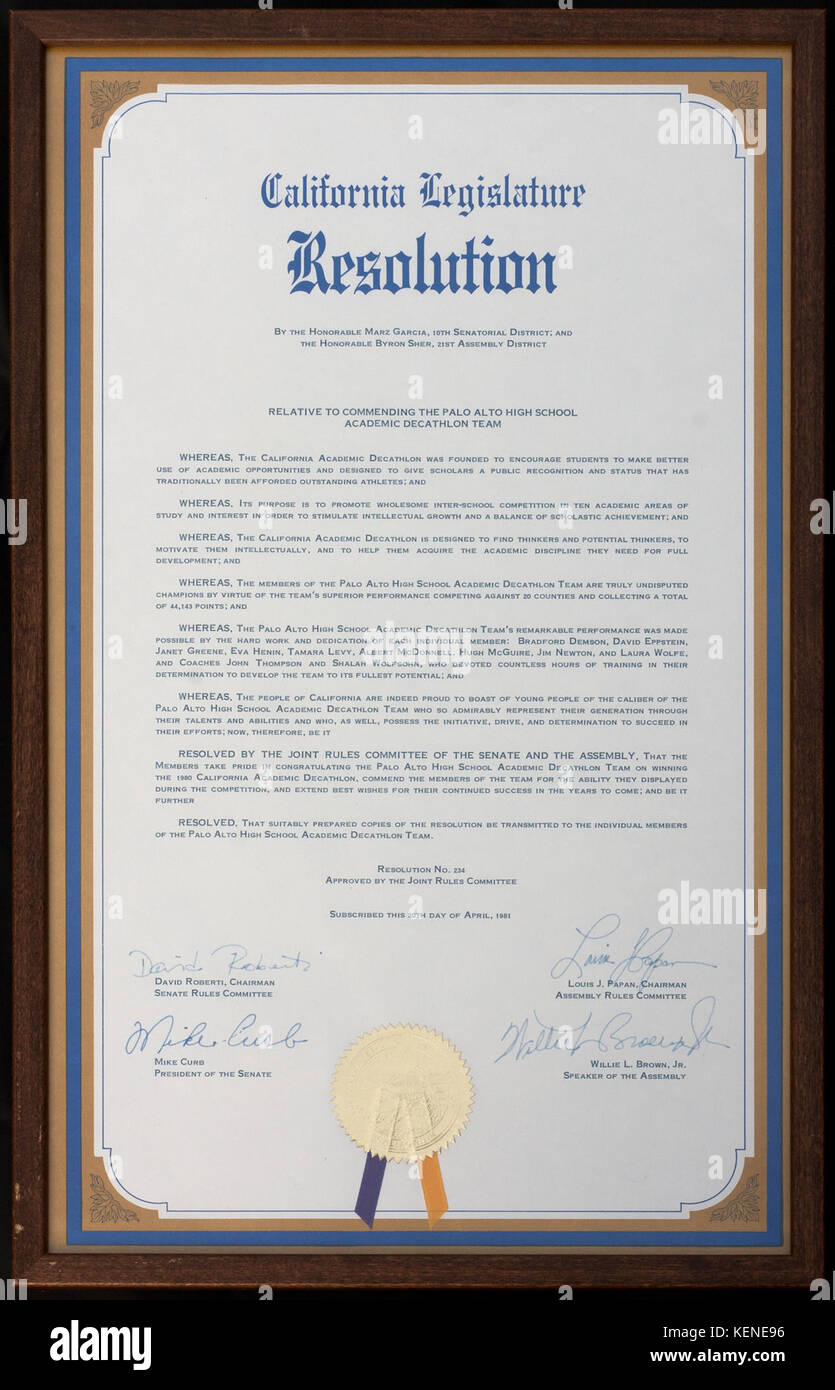 CA Leg Res 234 1981 Stock Photo - Alamy