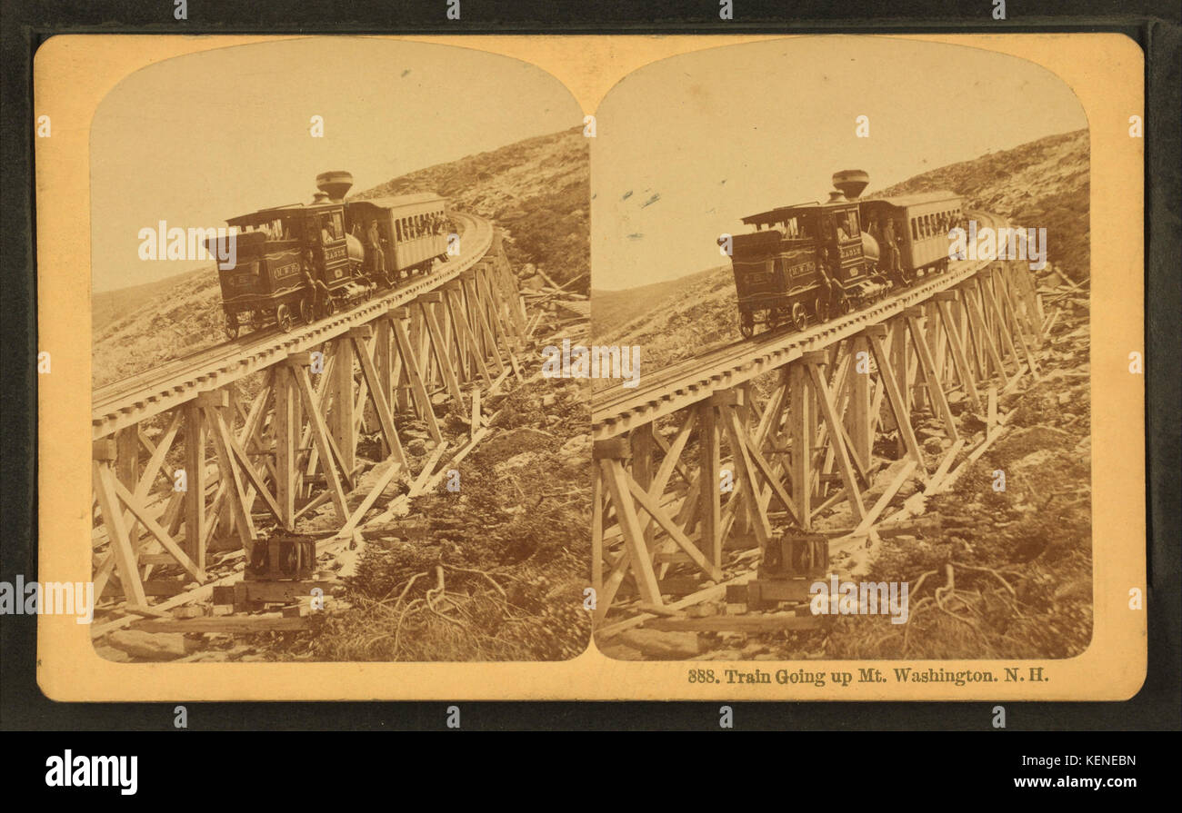 A photograph showing a train ascending Mount Washington in New ...