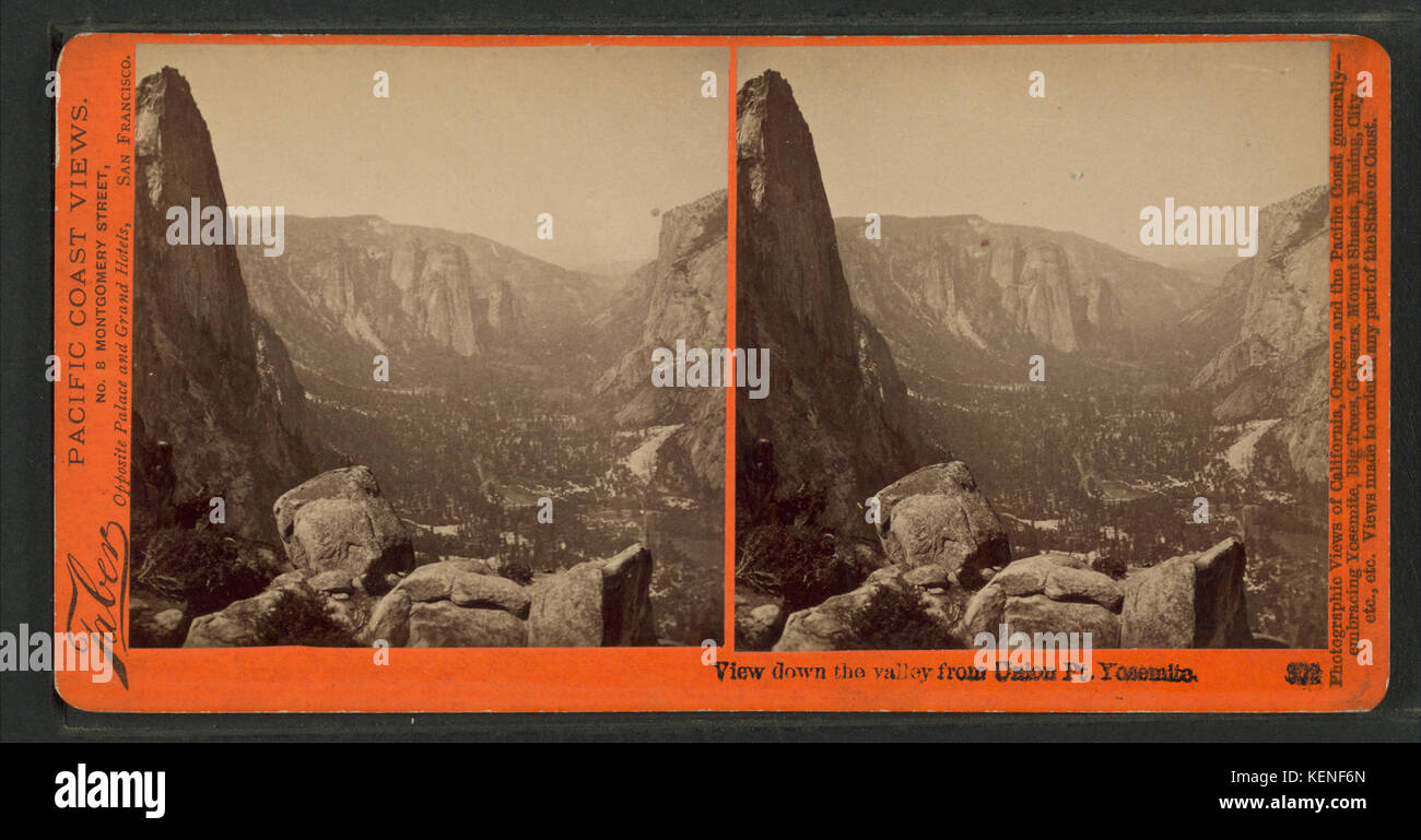 View down the valley from Union Point, Yosemite, by Watkins, Carleton E ...