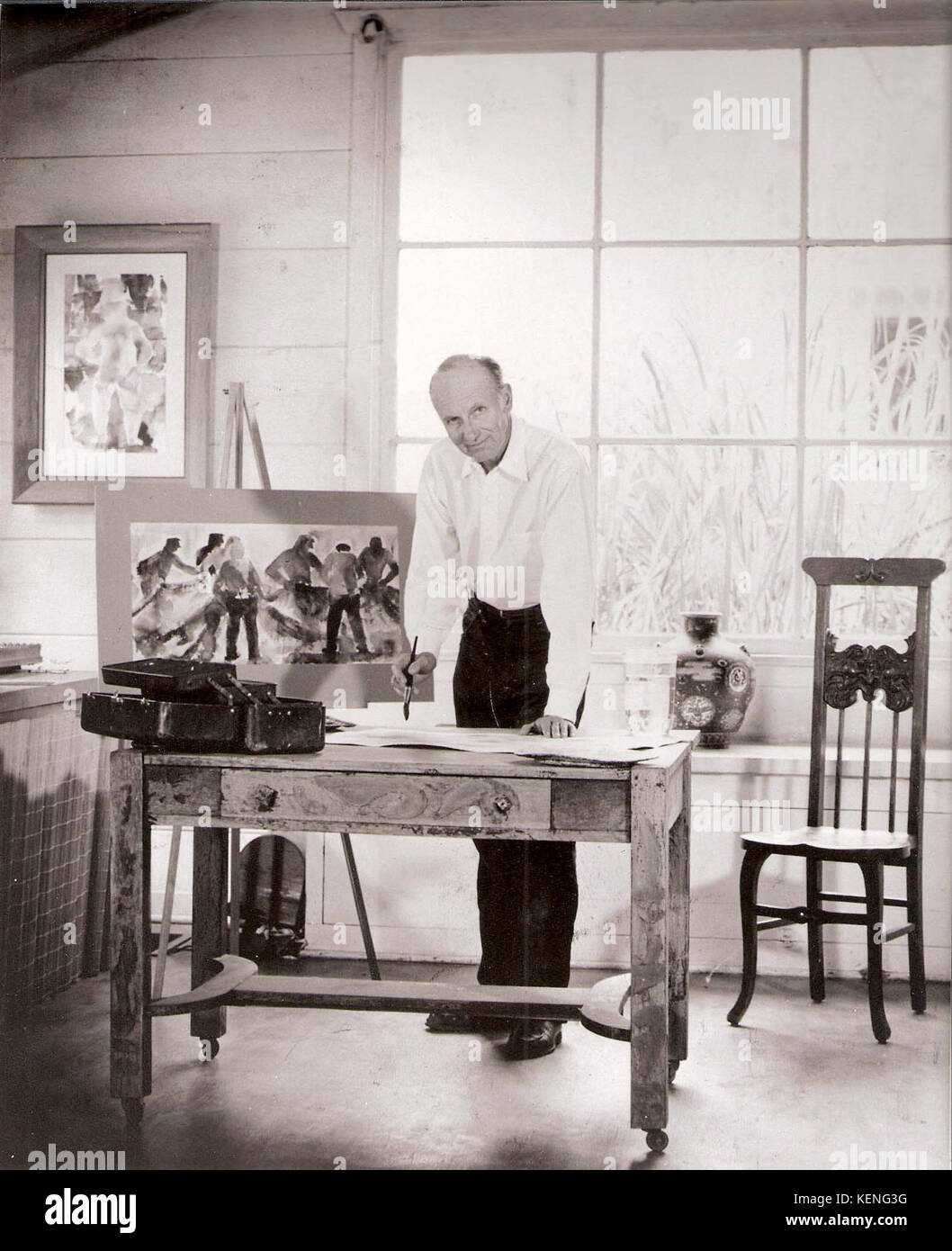 Samuel Bolton Colburn in his Carmel, California home studio, 1962 Stock ...