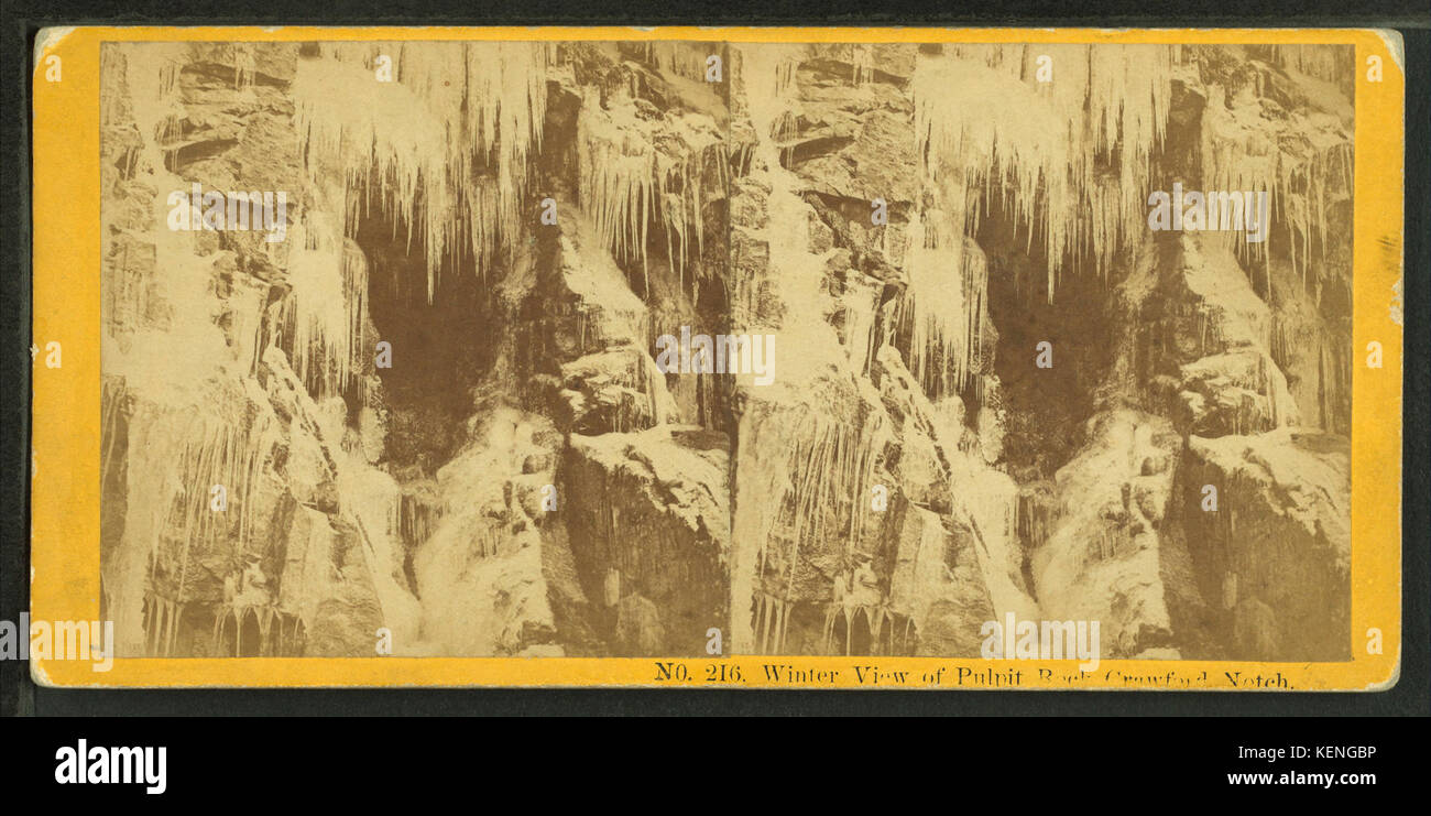 Winter view of Pulpit Rock, Crawford Notch, from Robert N. Dennis ...
