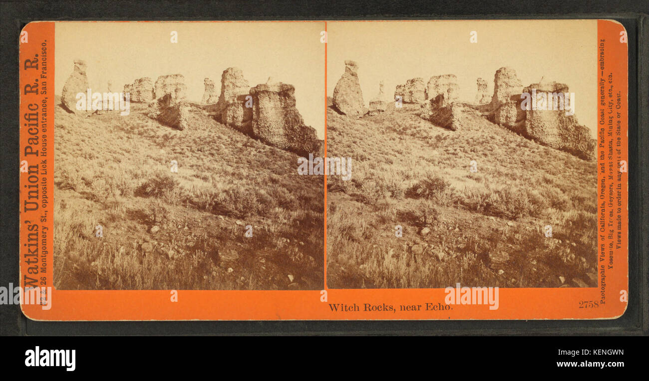 Witch Rocks, near Echo, by Watkins, Carleton E., 1829 1916 Stock Photo ...