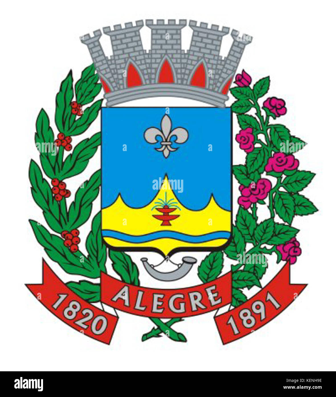 This image depicts the coat of arms of Brasão Alegre, located in Spain ...