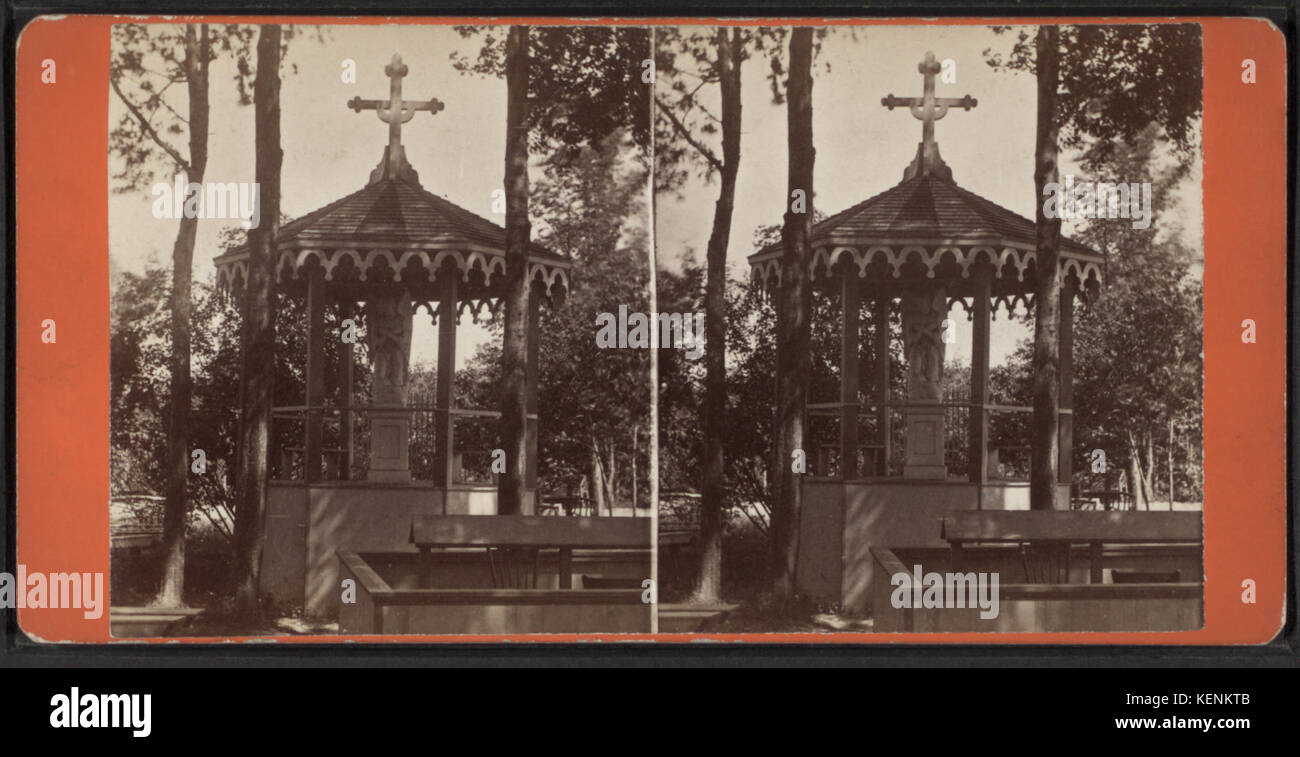 Preaching stand with a marble statue of an angel, Eldridge Park, by J ...