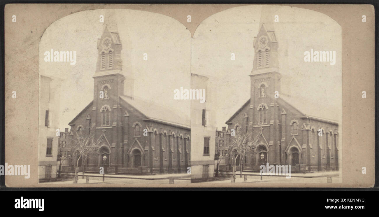This stereoscopic image shows St. Peter's Church in Brooklyn, New York ...