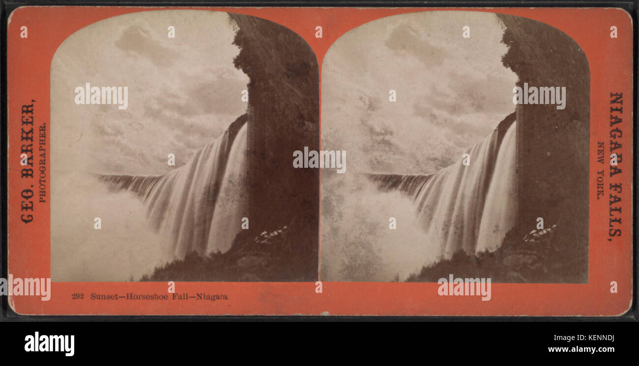 Sunset, Horseshoe Fall, Niagara, by Barker, George, 1844 1894 Stock Photo - Alamy