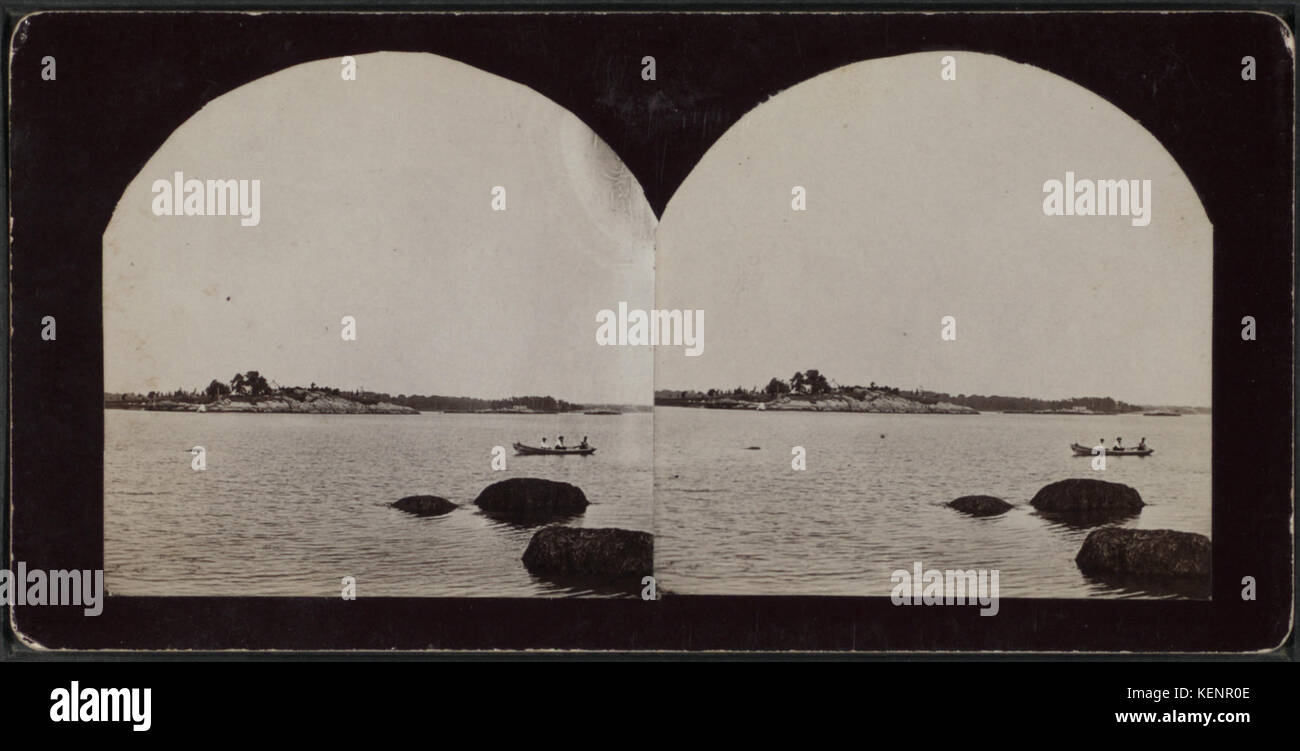 View of boaters, Hudson River, Lona Island, by James G. Lock Stock ...