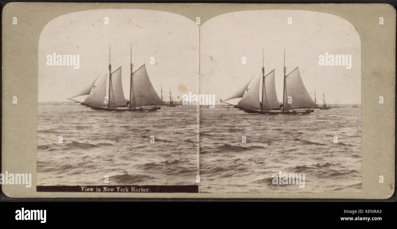 View in New York Harbor (view of a sailboat), by E. & H.T. Anthony ...