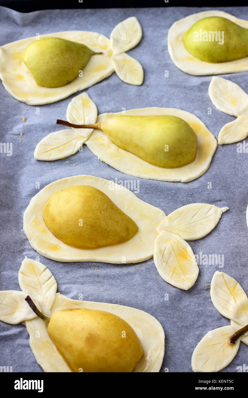 Baked Pears on Puff Pastry Stock Photo - Alamy