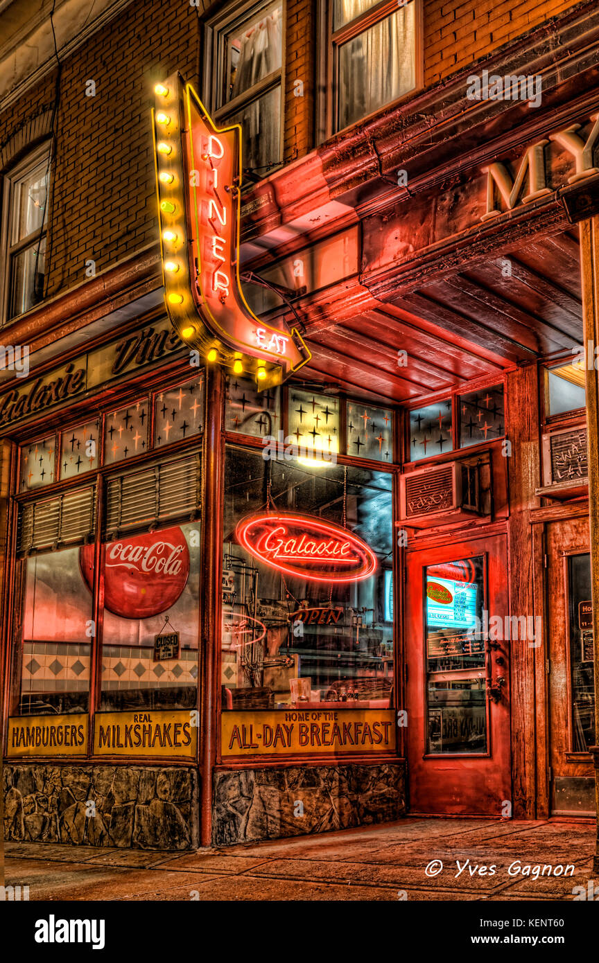 Night Time Diner Futuristic Look City of Calgary Stock Photo - Alamy
