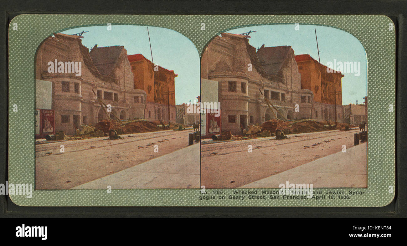 Wrecked Masonic Temple and Jewish Synagogue on Geary St., San Francisco ...