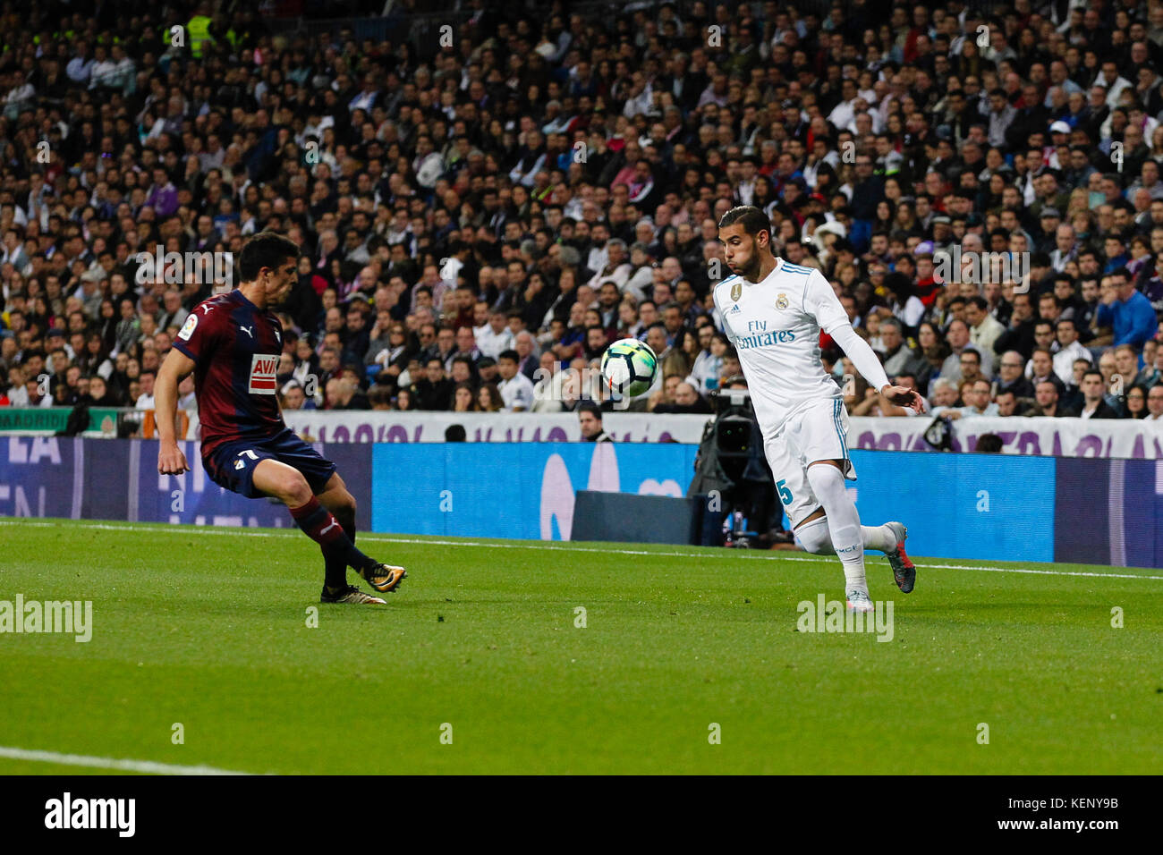 Theo Hernandez (15) Real Madrid's player. Ander Capa (7) SD Eibar's ...