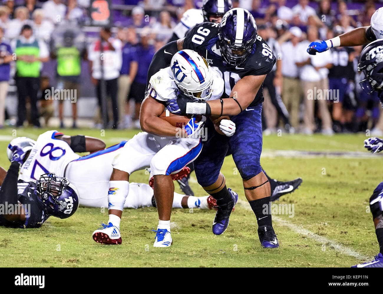 October 21, 2017: .Kansas Jayhawks running back Khalil Herbert (10) is ...
