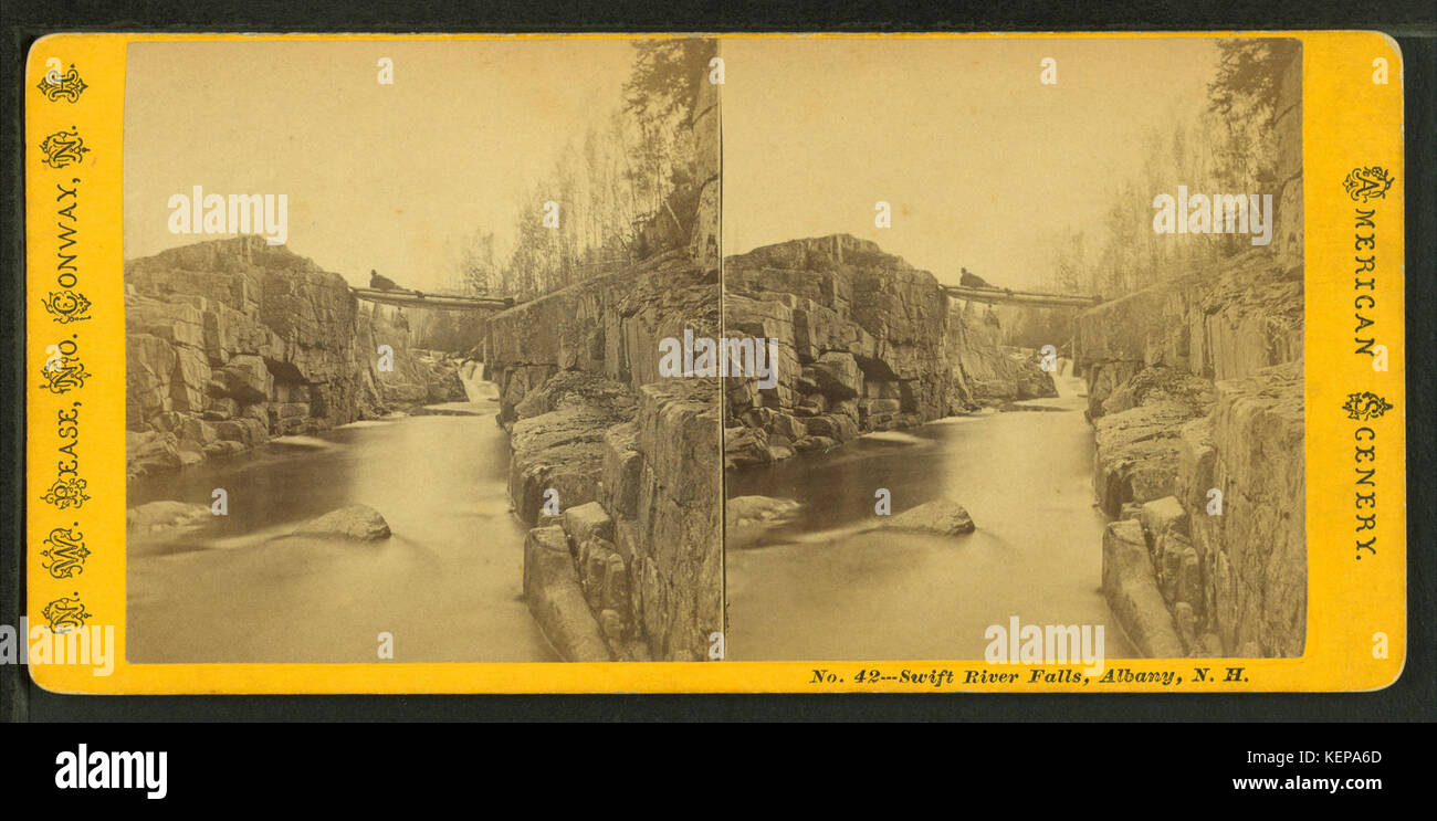 A painting by Nathan W. Pease depicting Swift River Falls in Albany ...