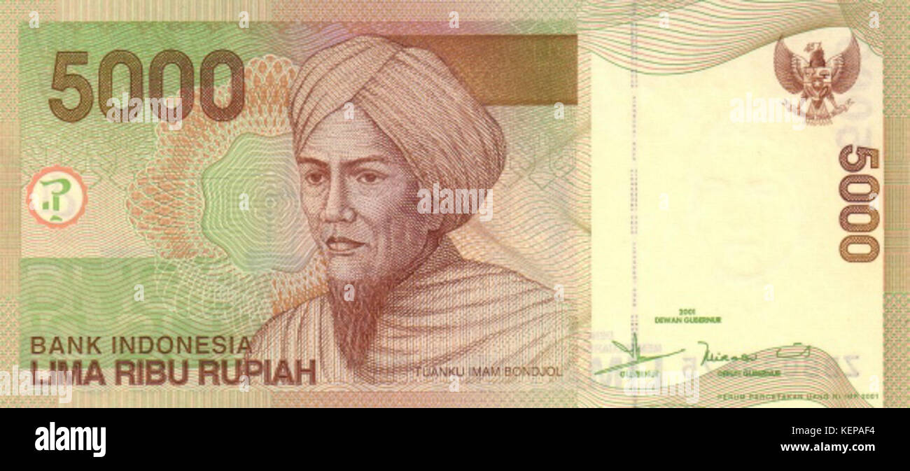 An image of the 2001 Indonesian 5000 rupiah note, a currency with ...