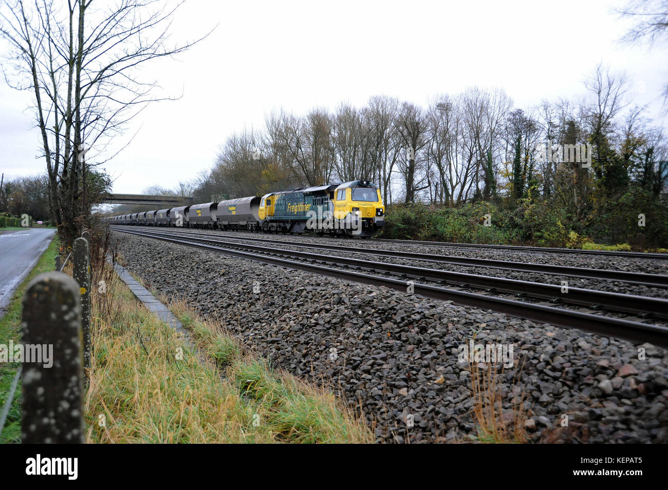 70010 heads a west bound coal train at Bishton Stock Photo - Alamy
