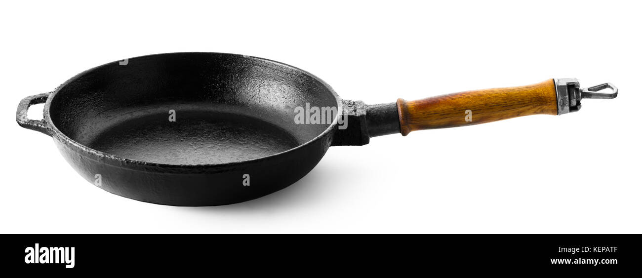 frying pan closeup on white isolated background Stock Photo - Alamy