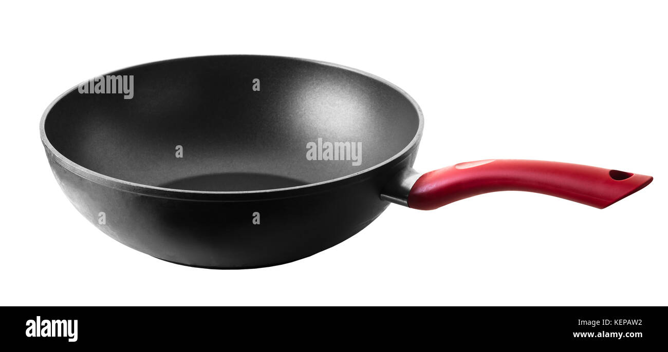 frying pan closeup on white isolated background Stock Photo - Alamy