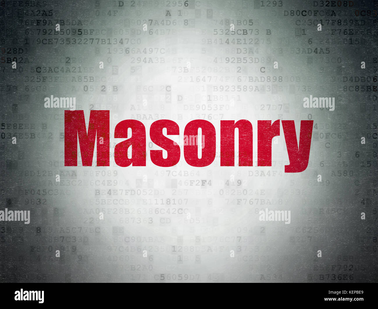 Building construction concept: Masonry on Digital Data Paper background ...