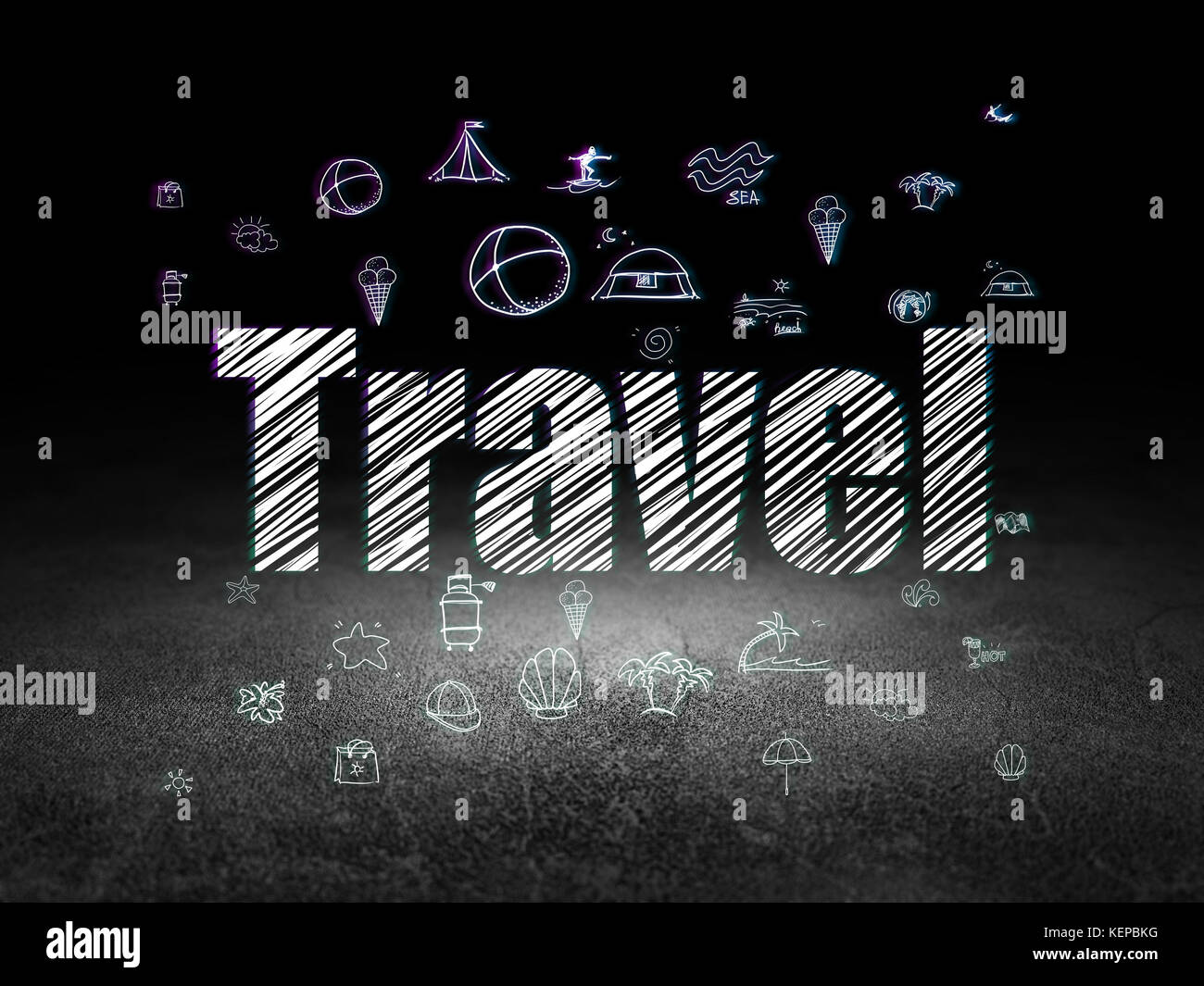 Travel concept: Travel in grunge dark room Stock Photo - Alamy