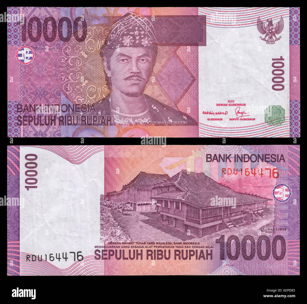10000 rupiah bill, 2005 series, processed, obverse reverse Stock Photo ...