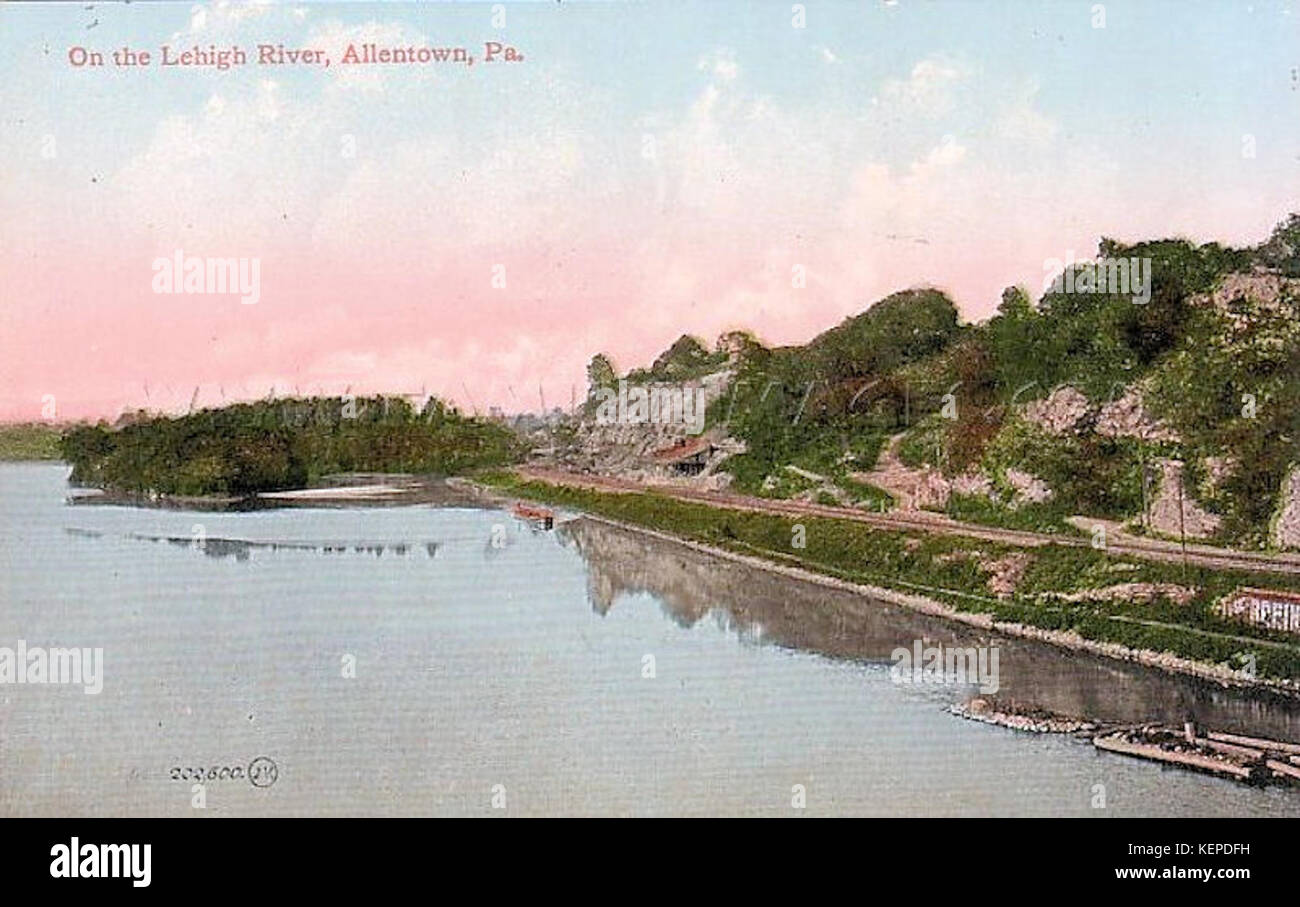 1911 Lehigh River at Adams Island Stock Photo - Alamy