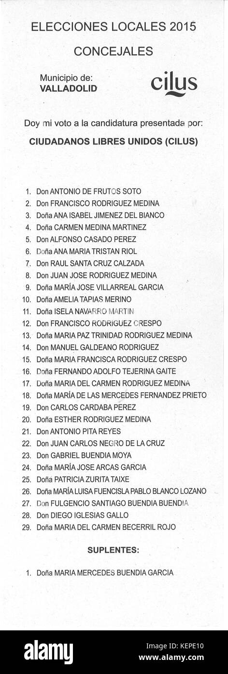 Cilus Elecciones locales 2015 Valladolid Stock Photo - Alamy