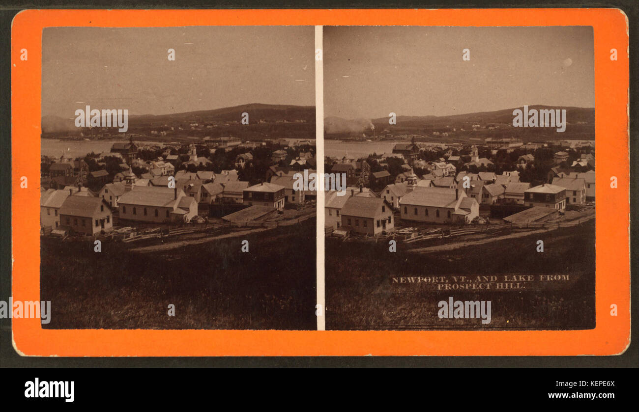 Newport, Vt. and lake from Prospect Hill, by L. E. Thayer Stock Photo ...
