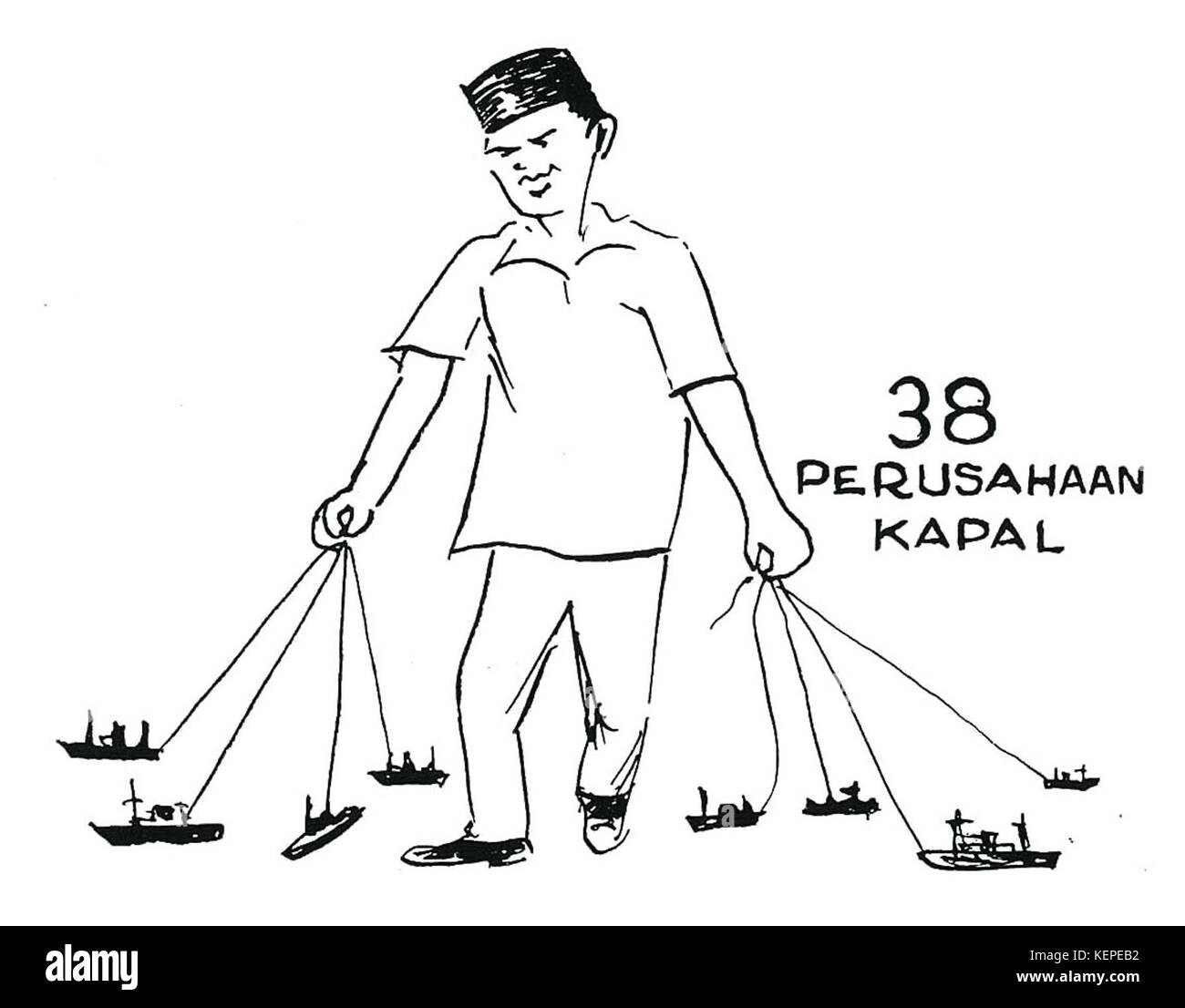 Line drawing of man pulling on ships, Jalesveva Jayamahe, p81 Stock ...