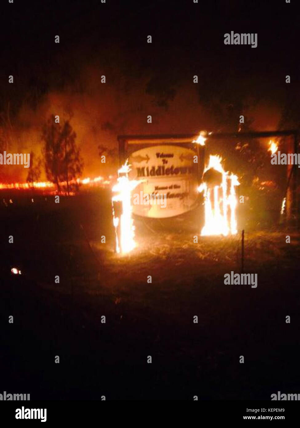 Middleton Sign Burning CALTRANS Stock Photo - Alamy