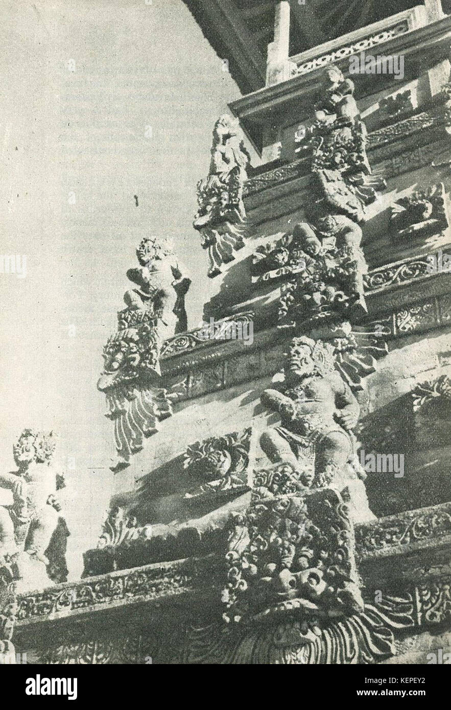 This photograph shows traditional Balinese carvings from Bali, known as ...