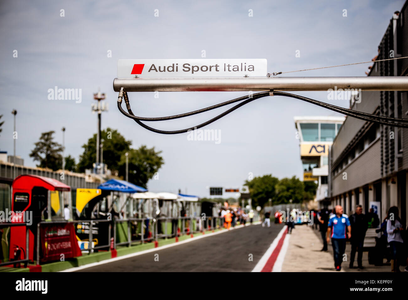Vallelunga, Italy september 24 2017. Motorsport circuit pit lane Audi ...