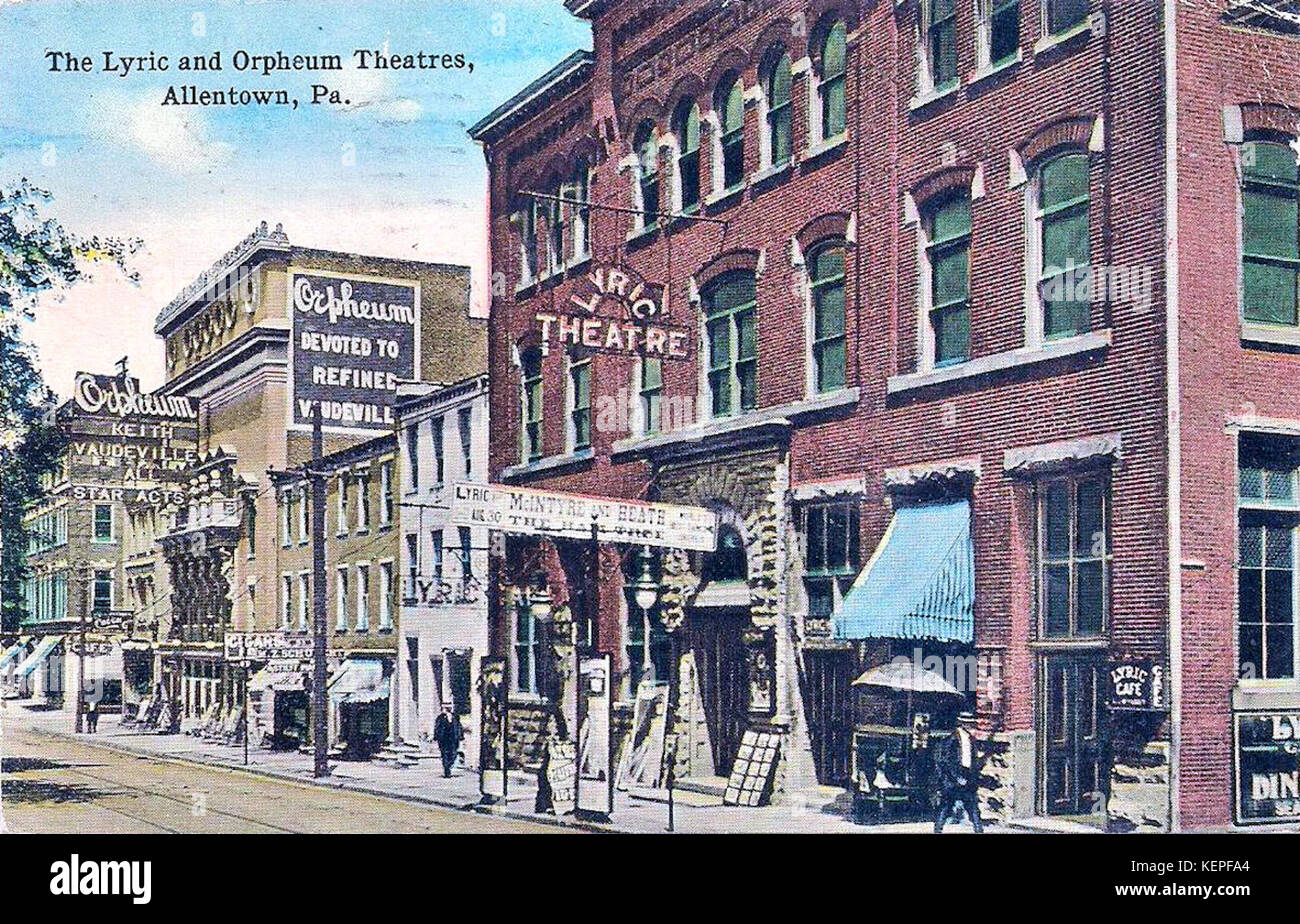 The 1910 photograph captures the Orpheum and Lyric Theaters, iconic ...