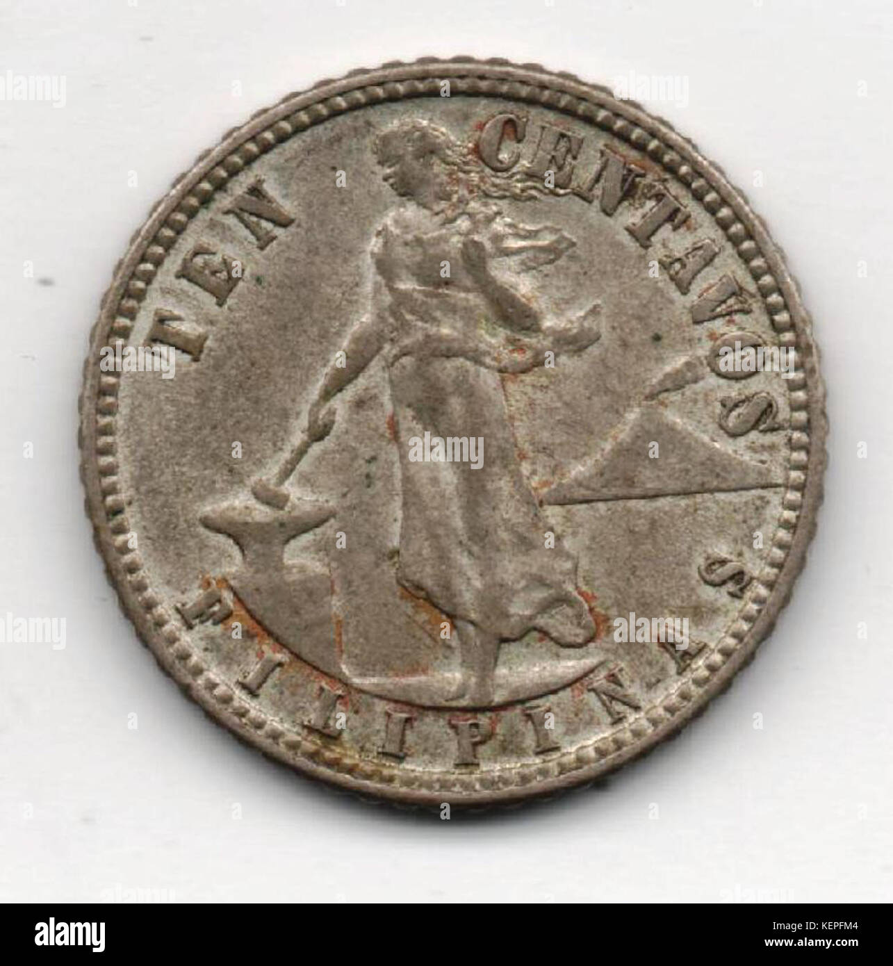 10 Centavos Filipinas, U.S. occupation coin, obverse, silver Stock ...