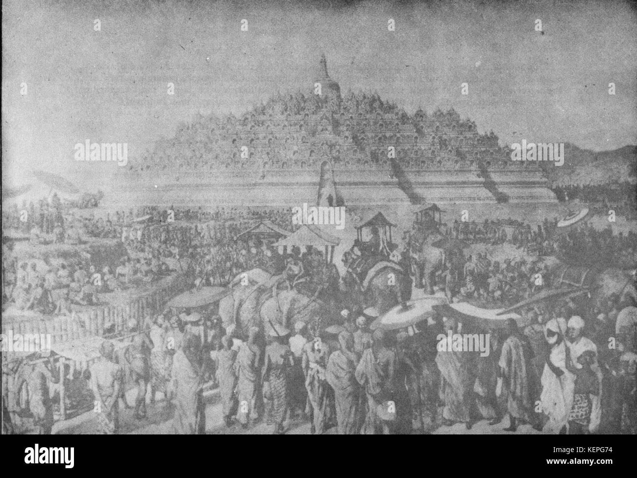 Painting of Borobudur in its heyday, Short Guide to Borobudur, Mendut ...