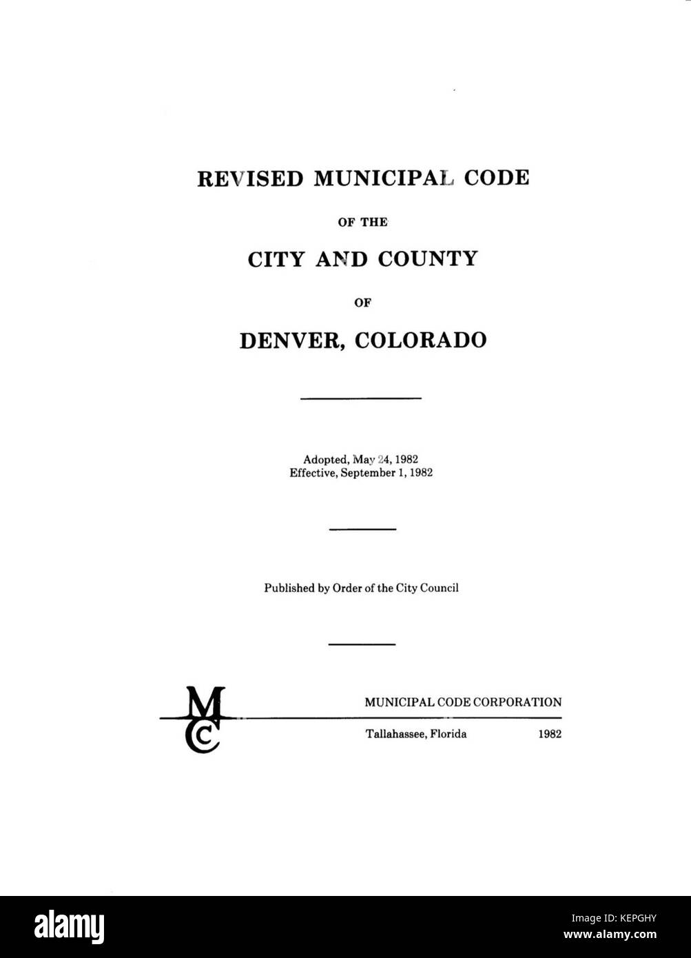 Denver Revised Municipal Code title page Stock Photo - Alamy