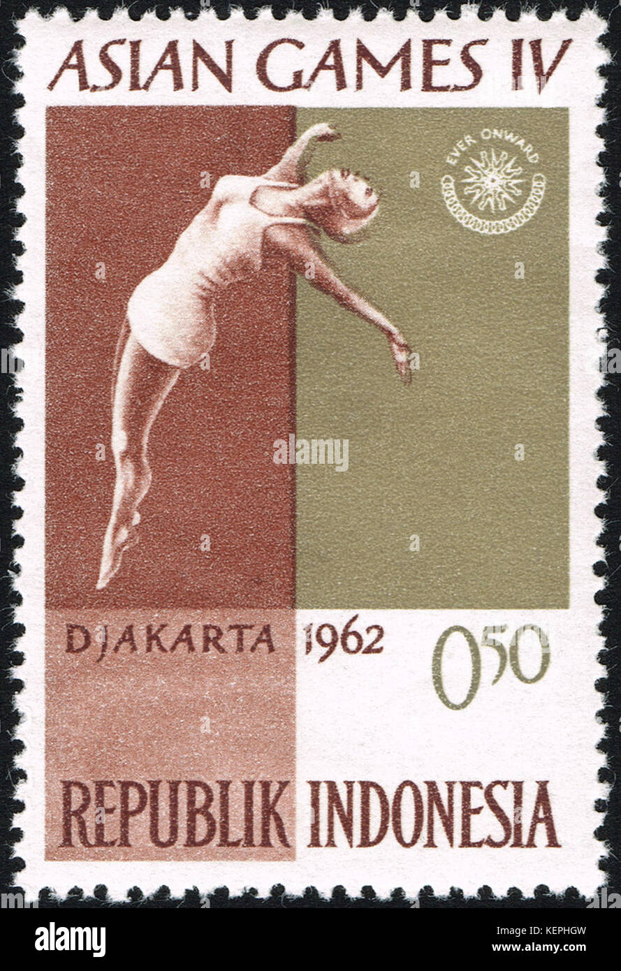 Asian Games 1962 stamp of Indonesia 8 Stock Photo - Alamy