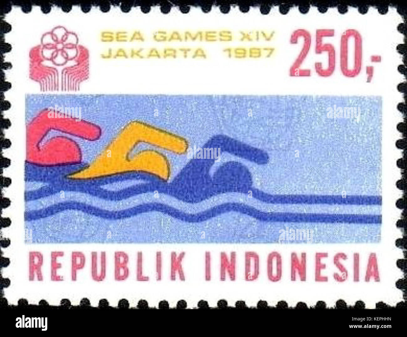 Southeast Asian Games 1987 stamp of Indonesia 2 Stock Photo - Alamy