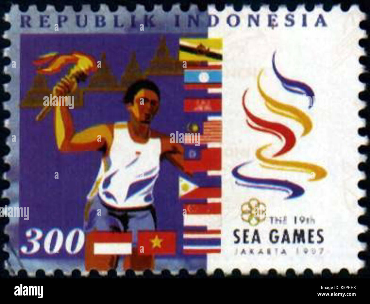 Southeast Asian Games 1997 stamp of Indonesia 2 Stock Photo - Alamy